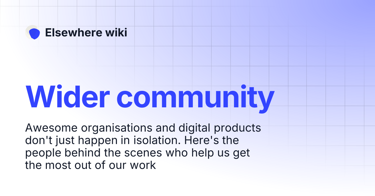 Wider community | Elsewhere wiki
